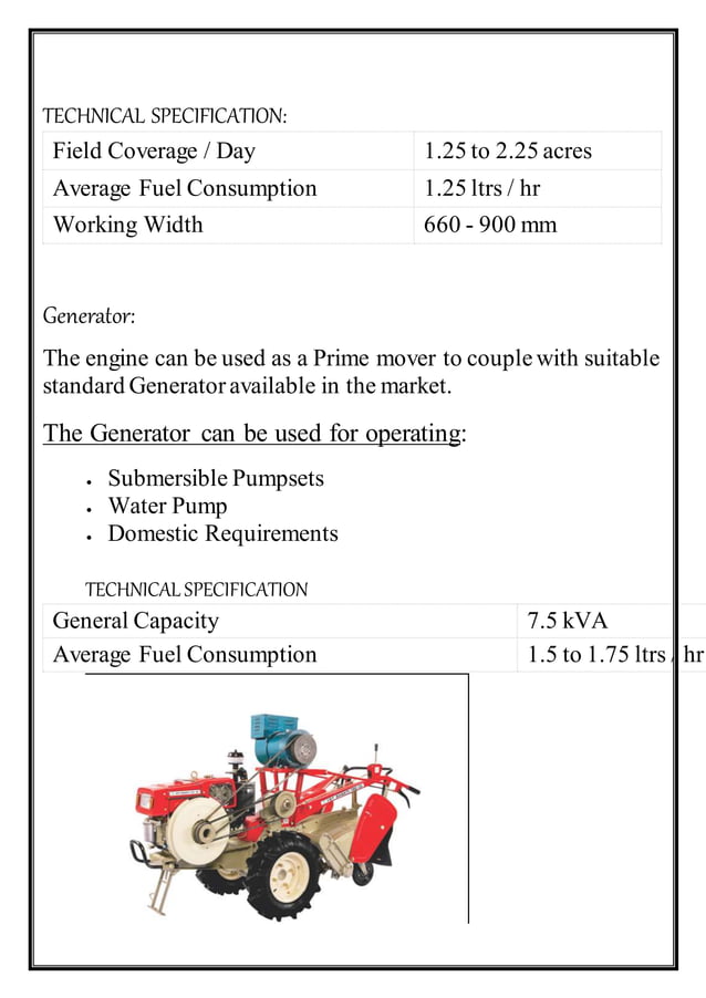 VST power tiller | DOCX | Agriculture | Industries