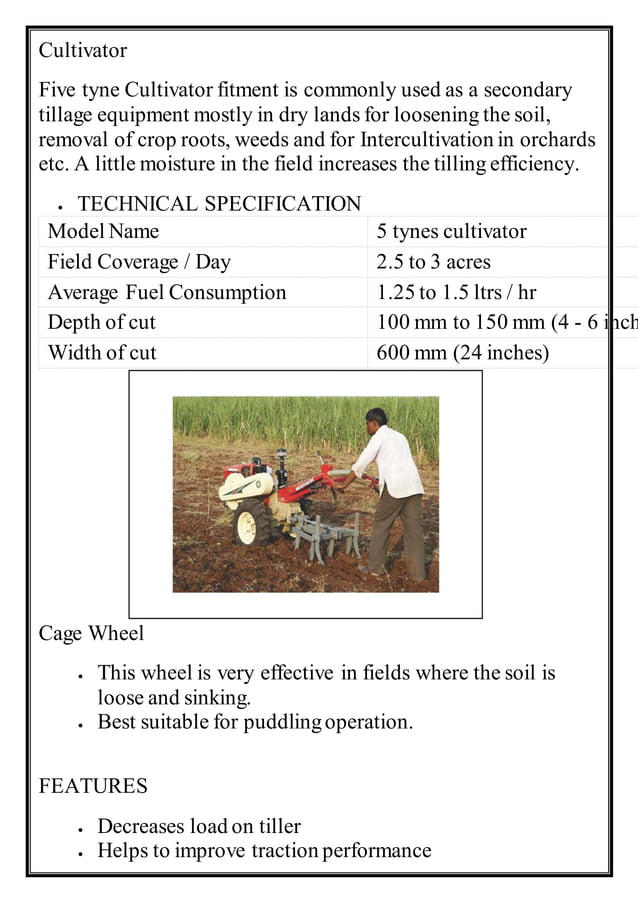 VST power tiller | DOCX | Agriculture | Industries