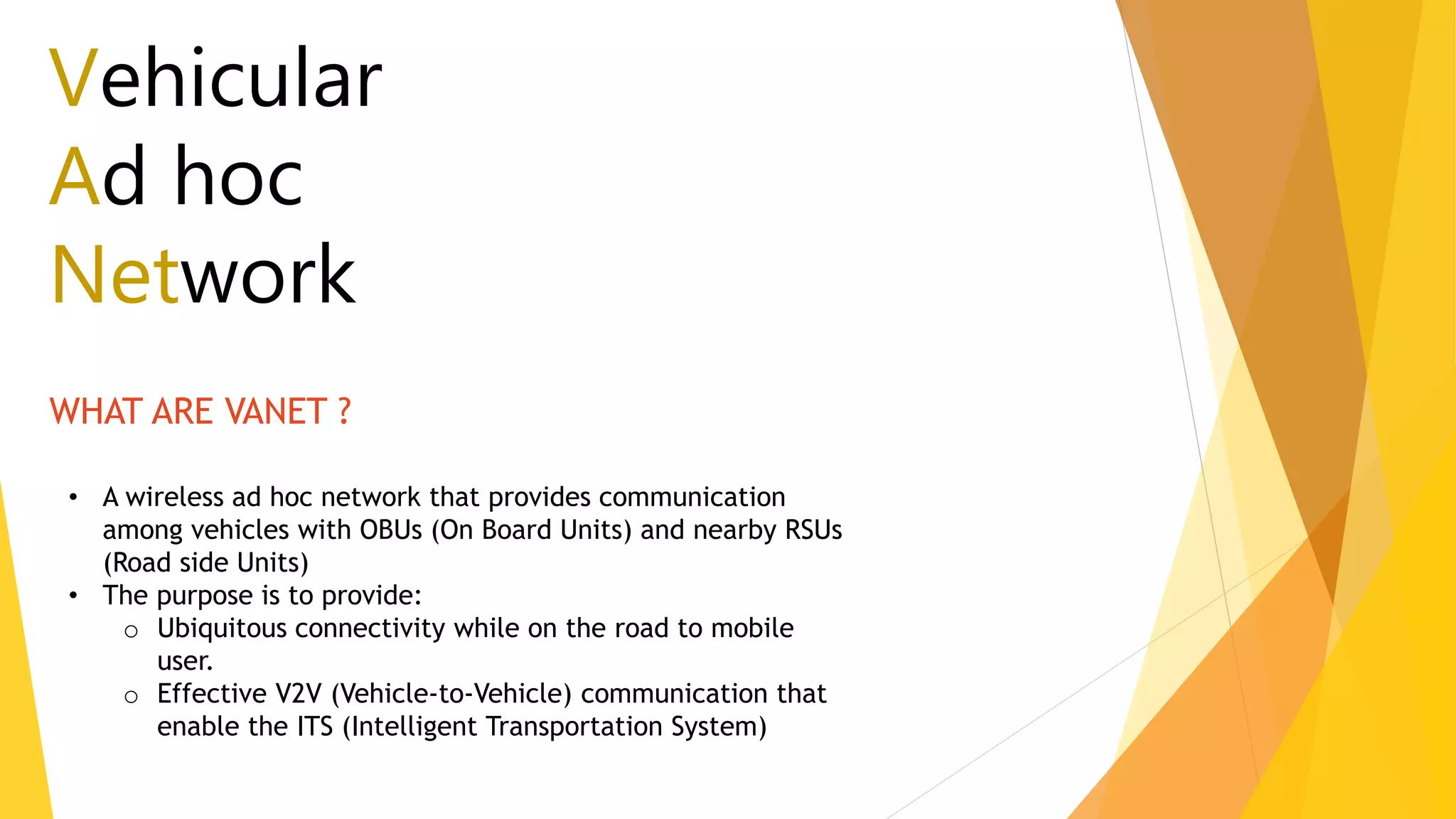 Architecture Security in VANET | PPTX