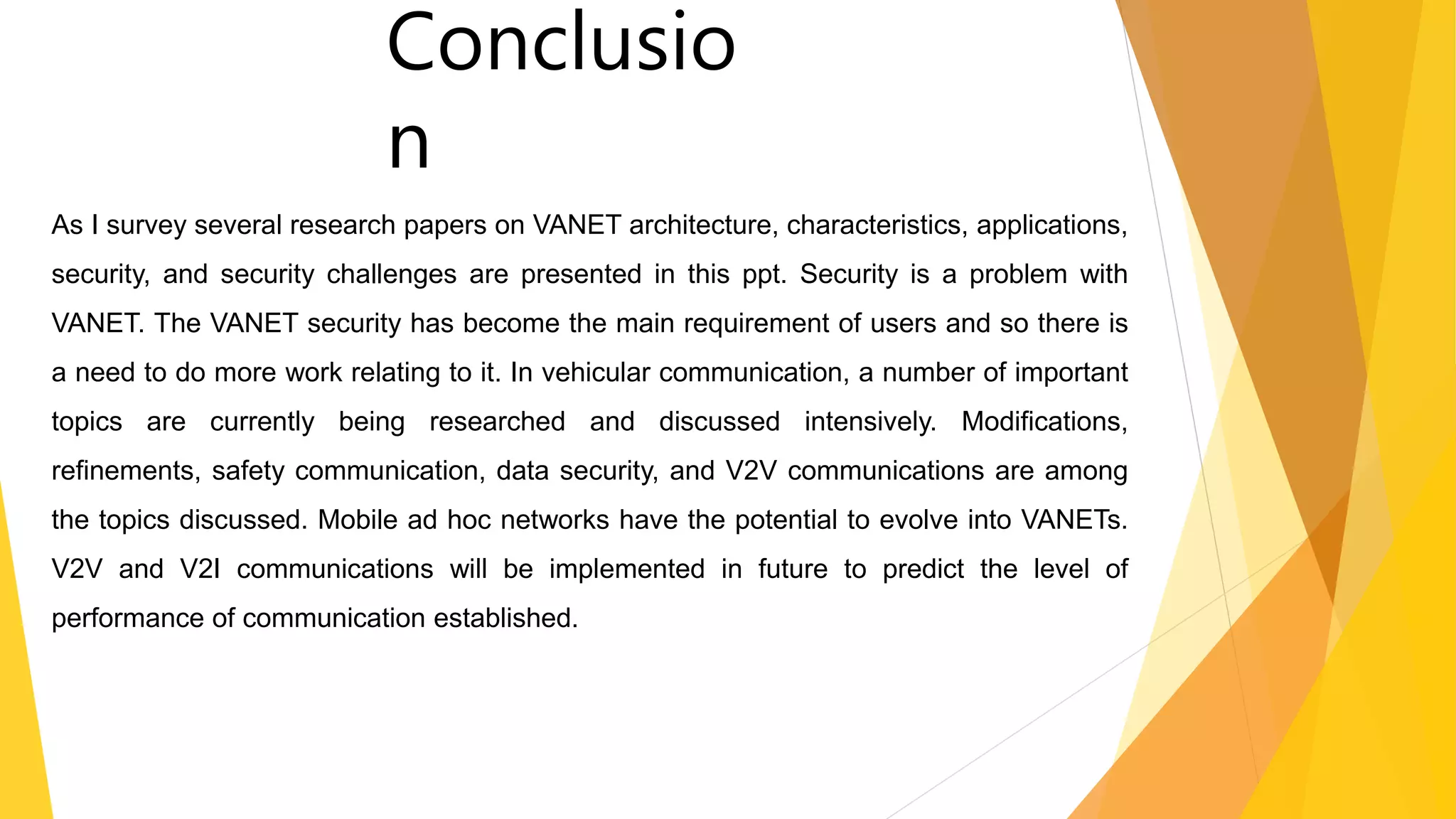 Architecture Security in VANET | PPTX