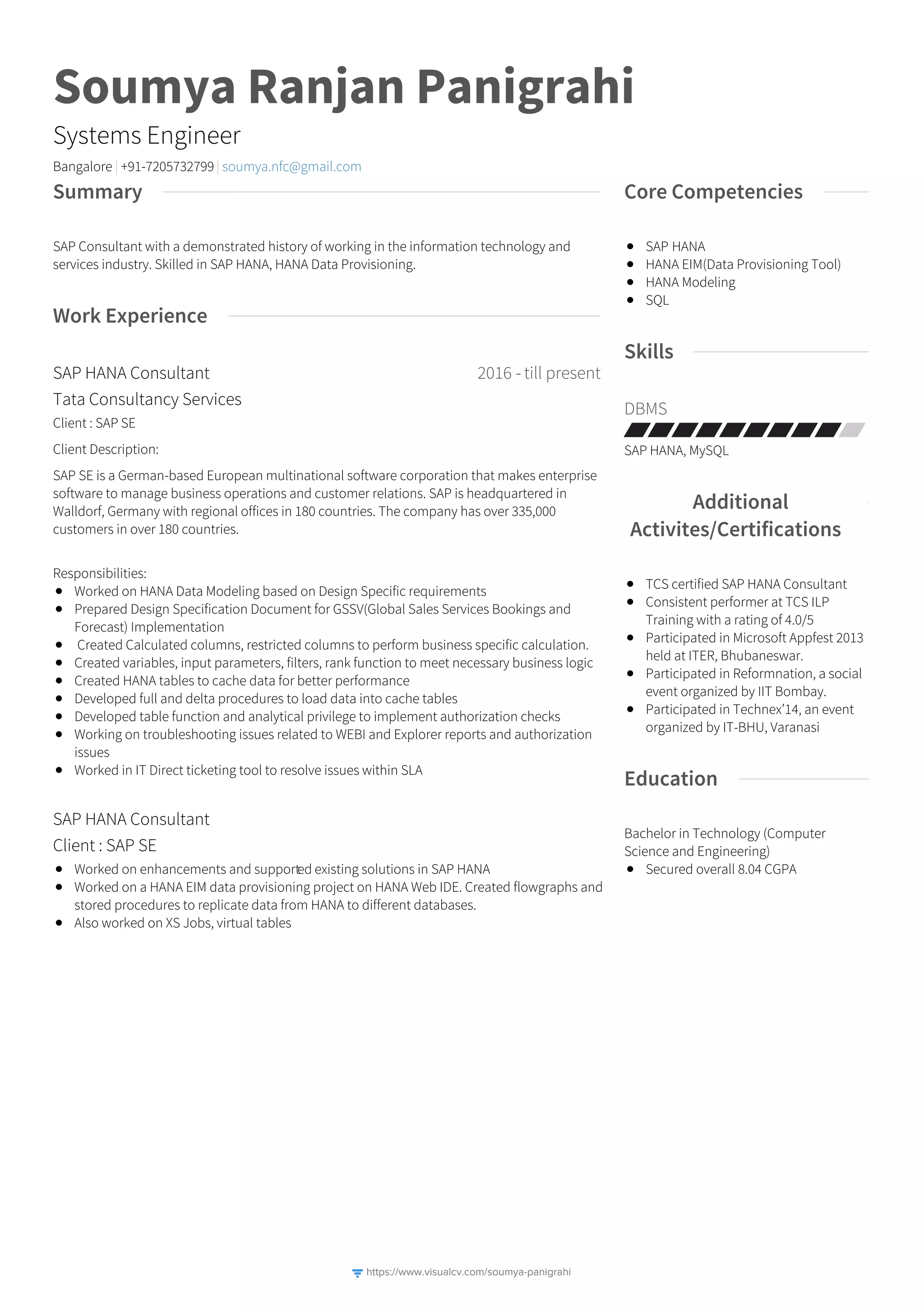 Soumya ranjan panigrahi visualcv_resume_hana | PDF