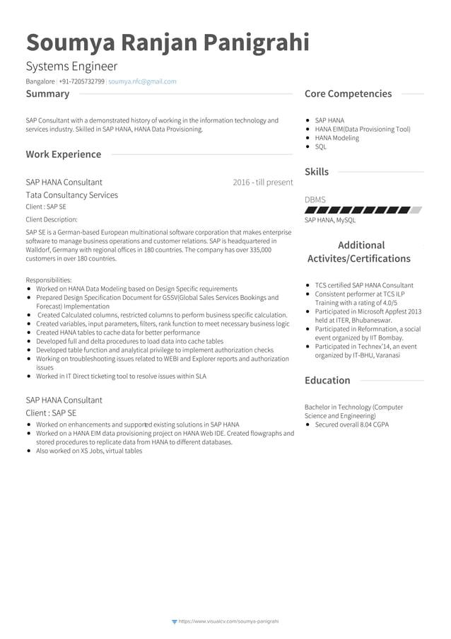 Soumya ranjan panigrahi visualcv_resume_hana | PDF