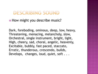 Sound -overview of sound in film | PPT