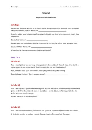 CBSE Grade 8 Physics Sound Neptune Science Exercise | PDF