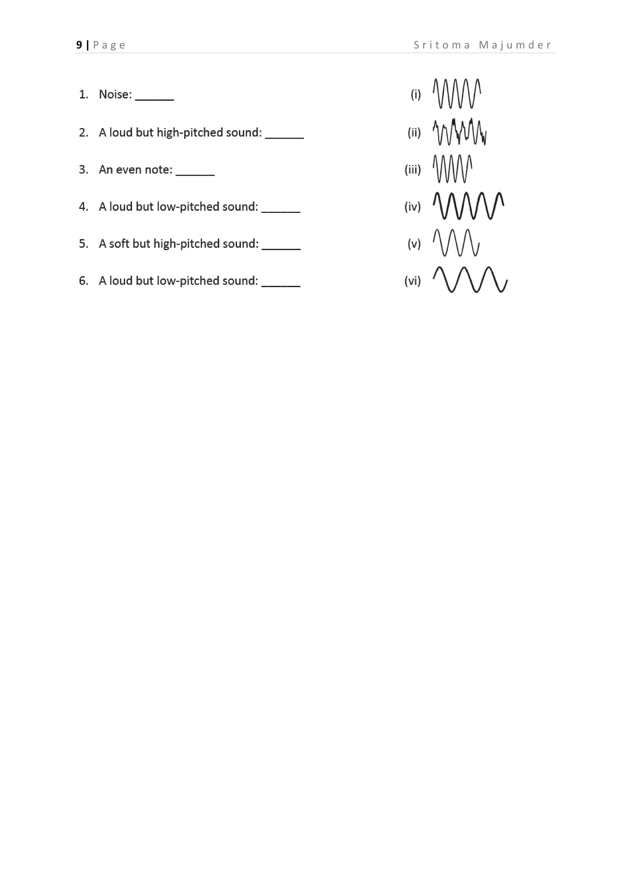 CBSE Grade 8 Physics Sound Neptune Science Worksheet | PDF