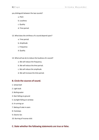 CBSE Grade 8 Physics Sound Neptune Science Worksheet | PDF