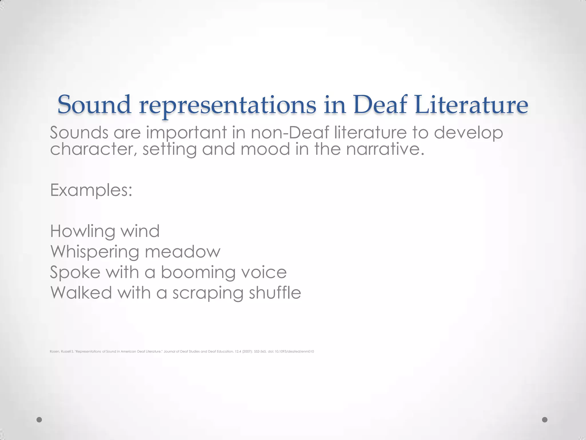 Sound and deaf literature | PPTX