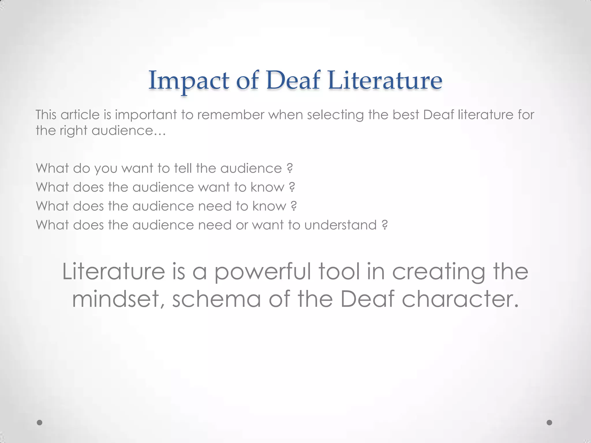 Sound and deaf literature | PPTX