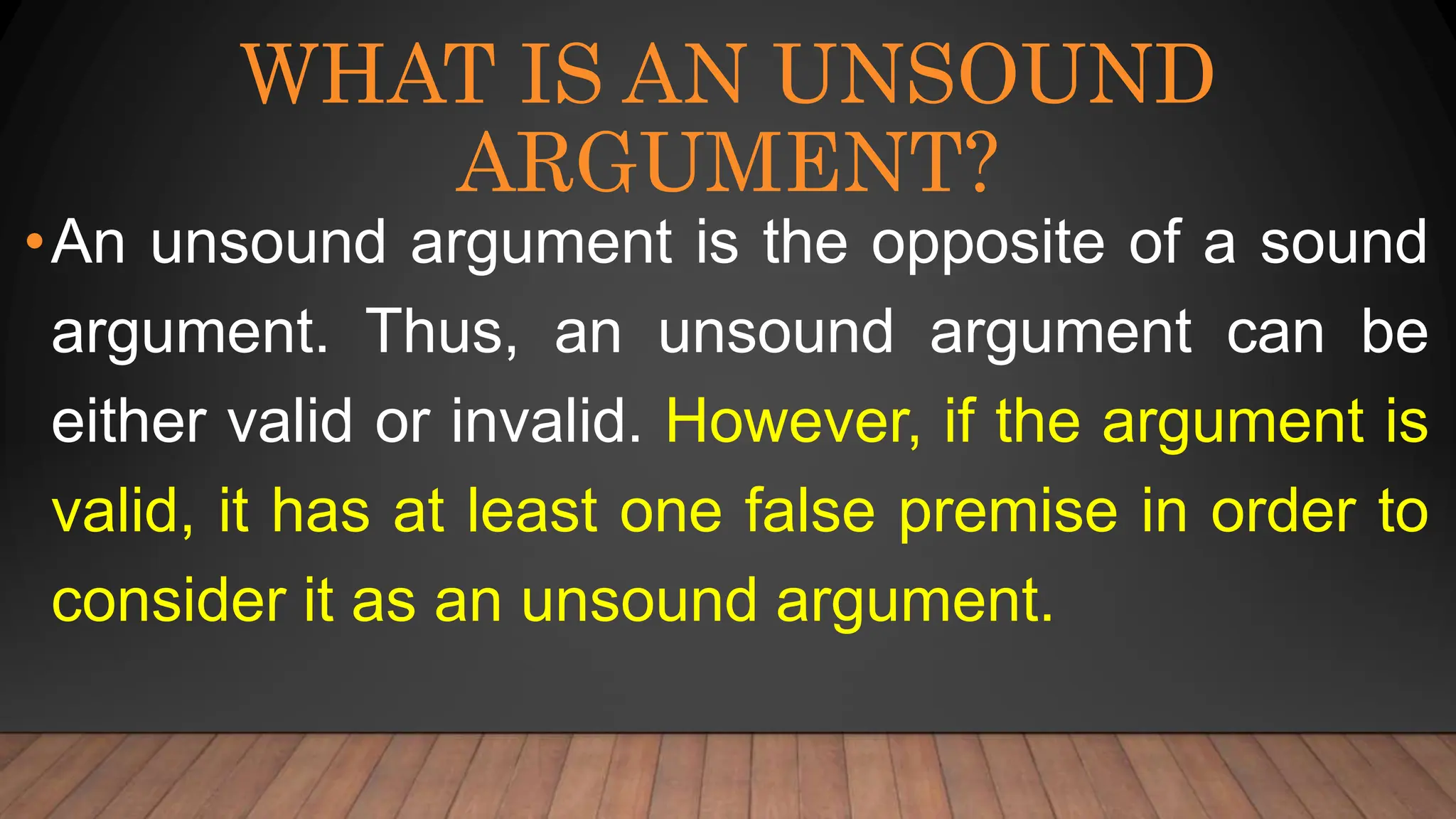 Logic Philosophy Sound and unsound argument | PPTX