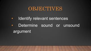 Logic Philosophy Sound and unsound argument | PPTX
