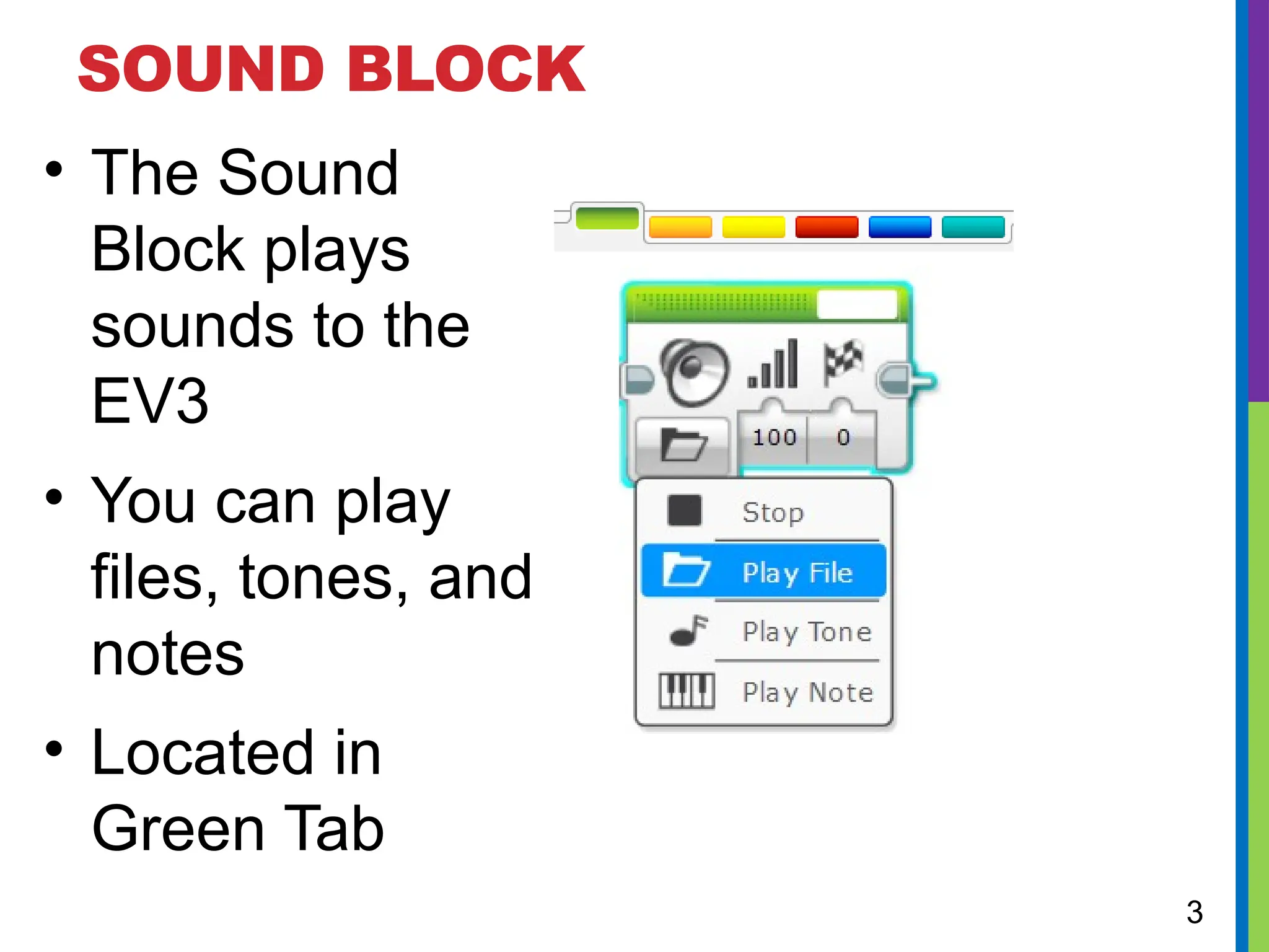 Ev3 Lego Mindstorm Sound Block powerpoint | PPTX