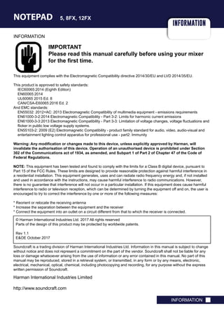 Manual de la Mezcladora SoundCraft Notepad -12Fx | PDF