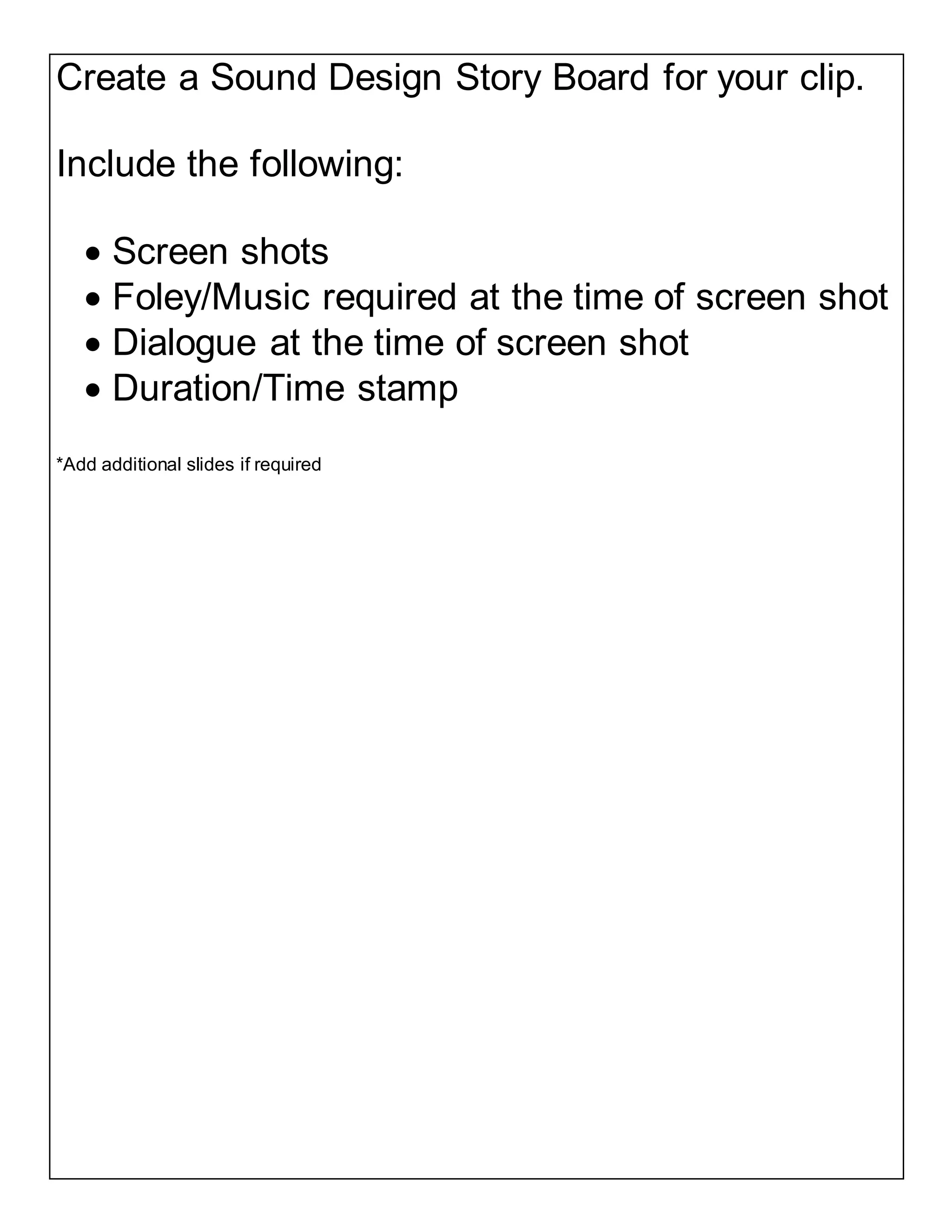 Sound design story board | DOCX