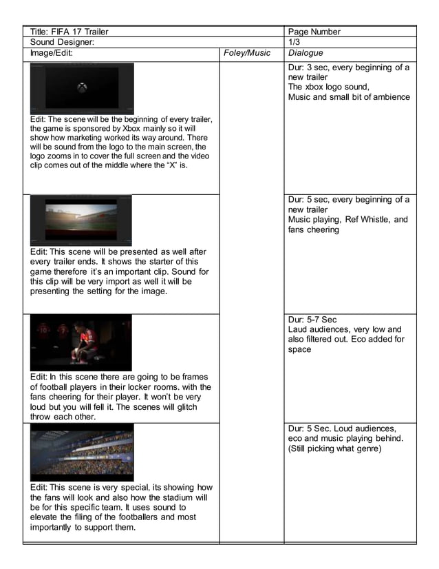 Sound design story board | PDF
