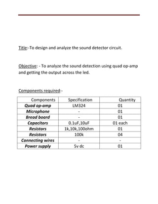 Sound detectorcircuit | PDF