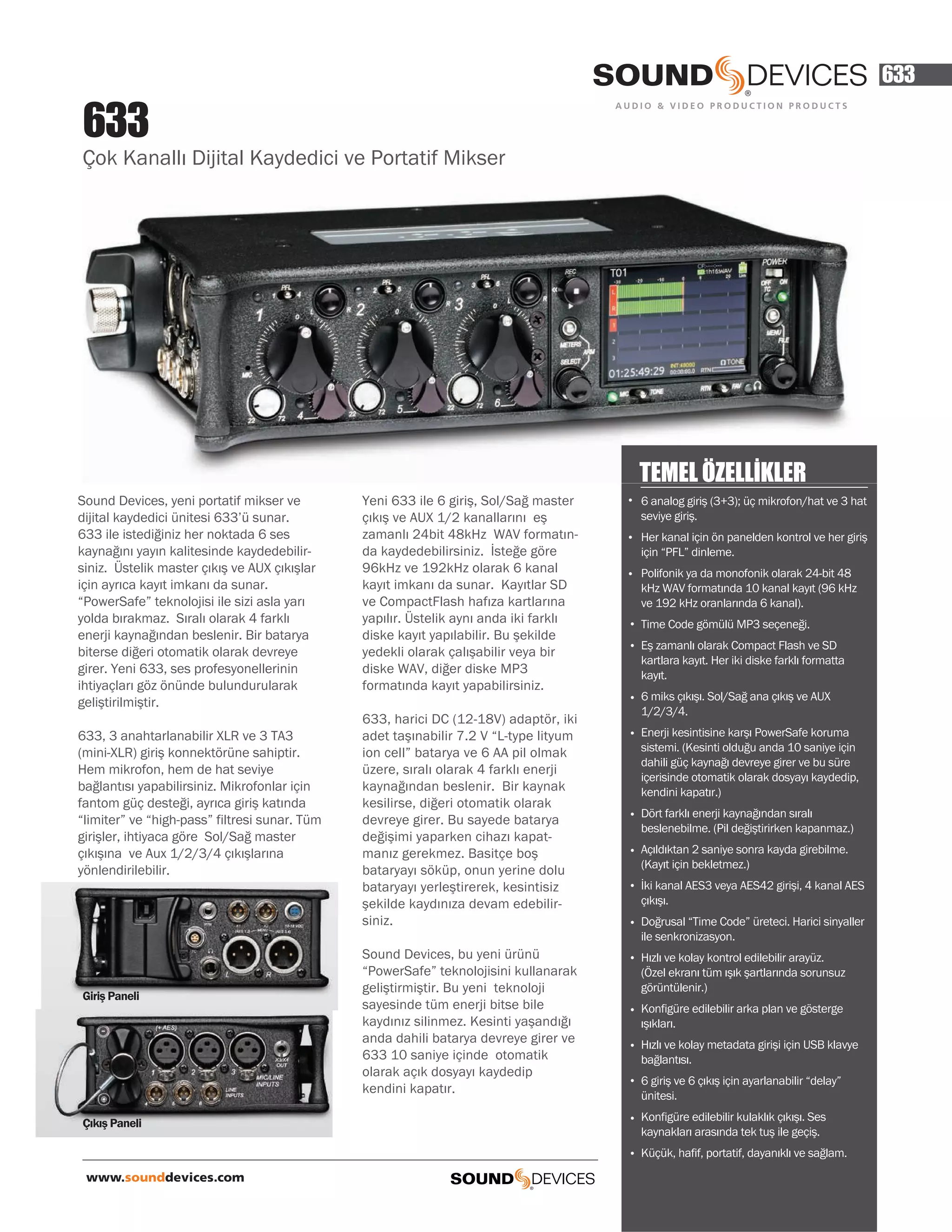 Sound Devices 633 tr | PDF