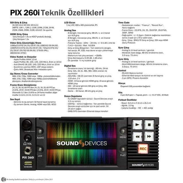 Sound devices pix260i | PDF