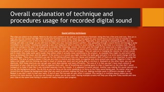 Sound editing and recording work | PPT