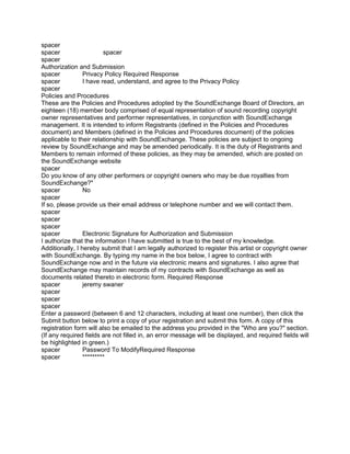 Sound exchange online registration.txt