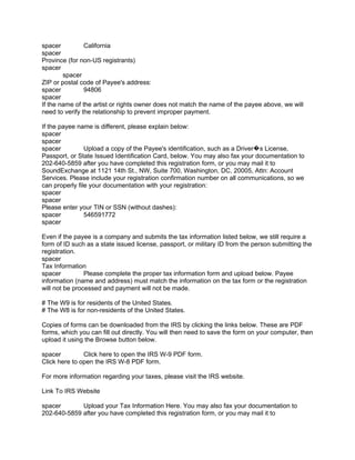 Sound exchange online registration.txt