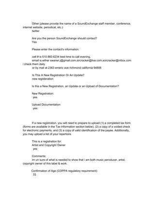Sound exchange online registration.txt.rtf