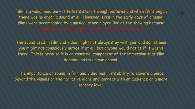 Importance Of Sound In Film | PPT