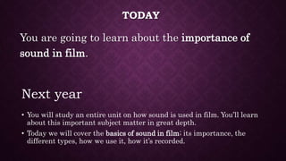 Sound in film - short film unit | PPTX