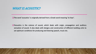 Sound insulations and acoustics final | PPTX