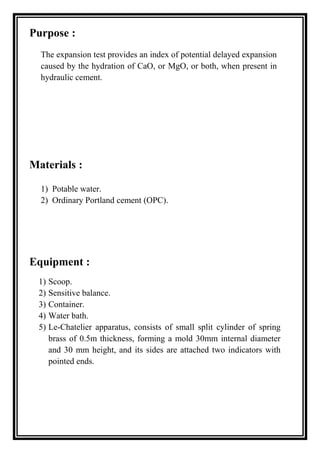 Soundness of Hydraulic Cement Paste | Jameel Academy | PDF