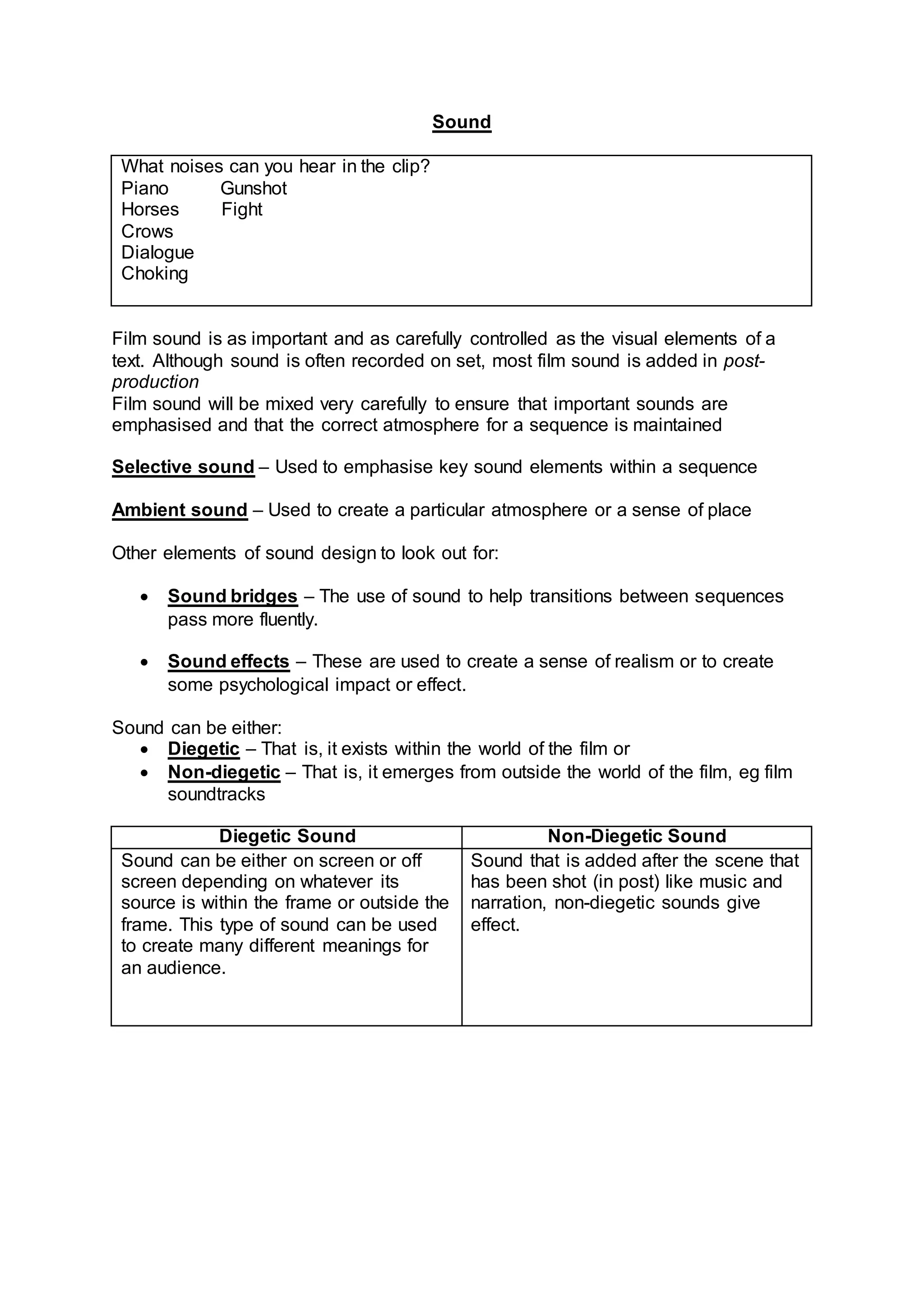 Sound notes sheet | DOCX