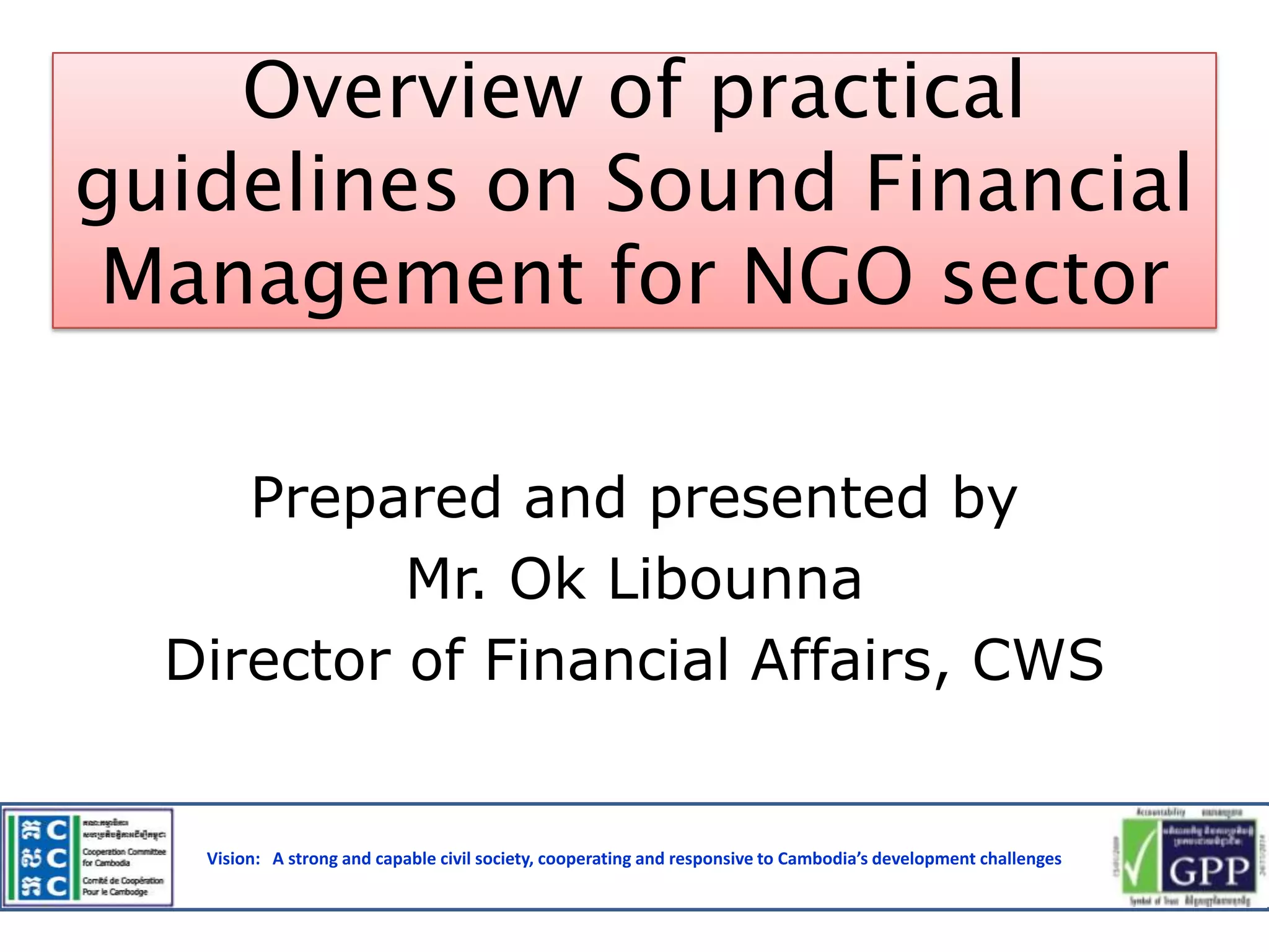 Sound of practical financial management for ngo sector | PPTX
