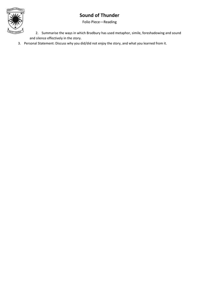 Sound of Thunder Essay Guide | PDF