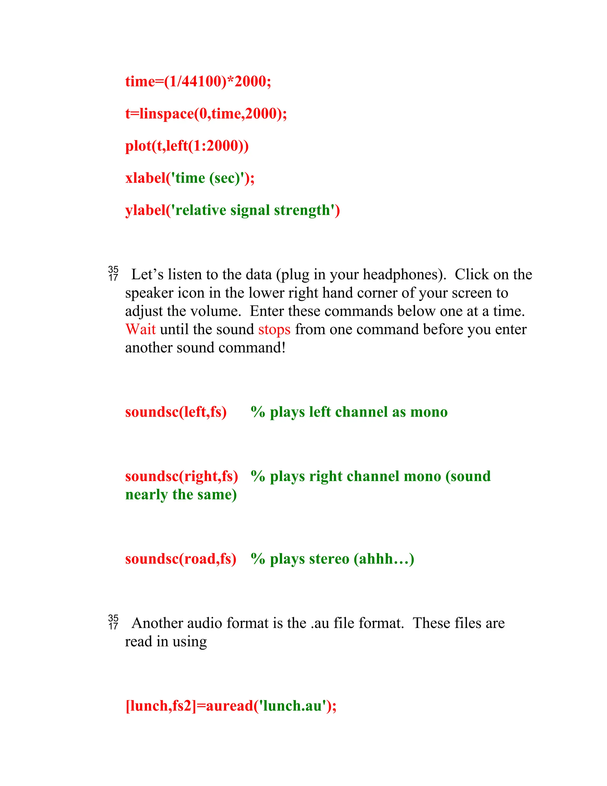 Sound Processing in MATLAB program speech | DOCX