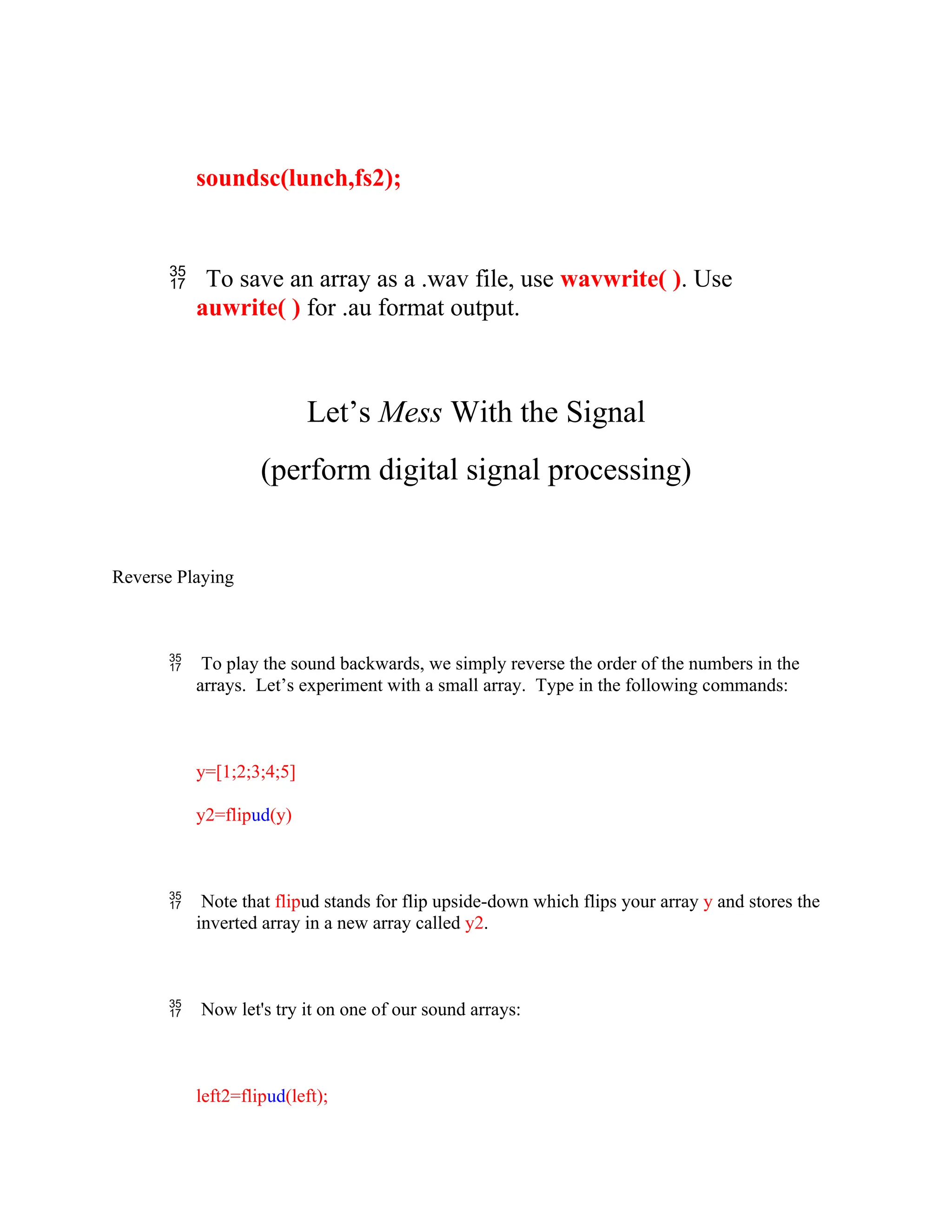 Sound Processing in MATLAB program speech | PDF