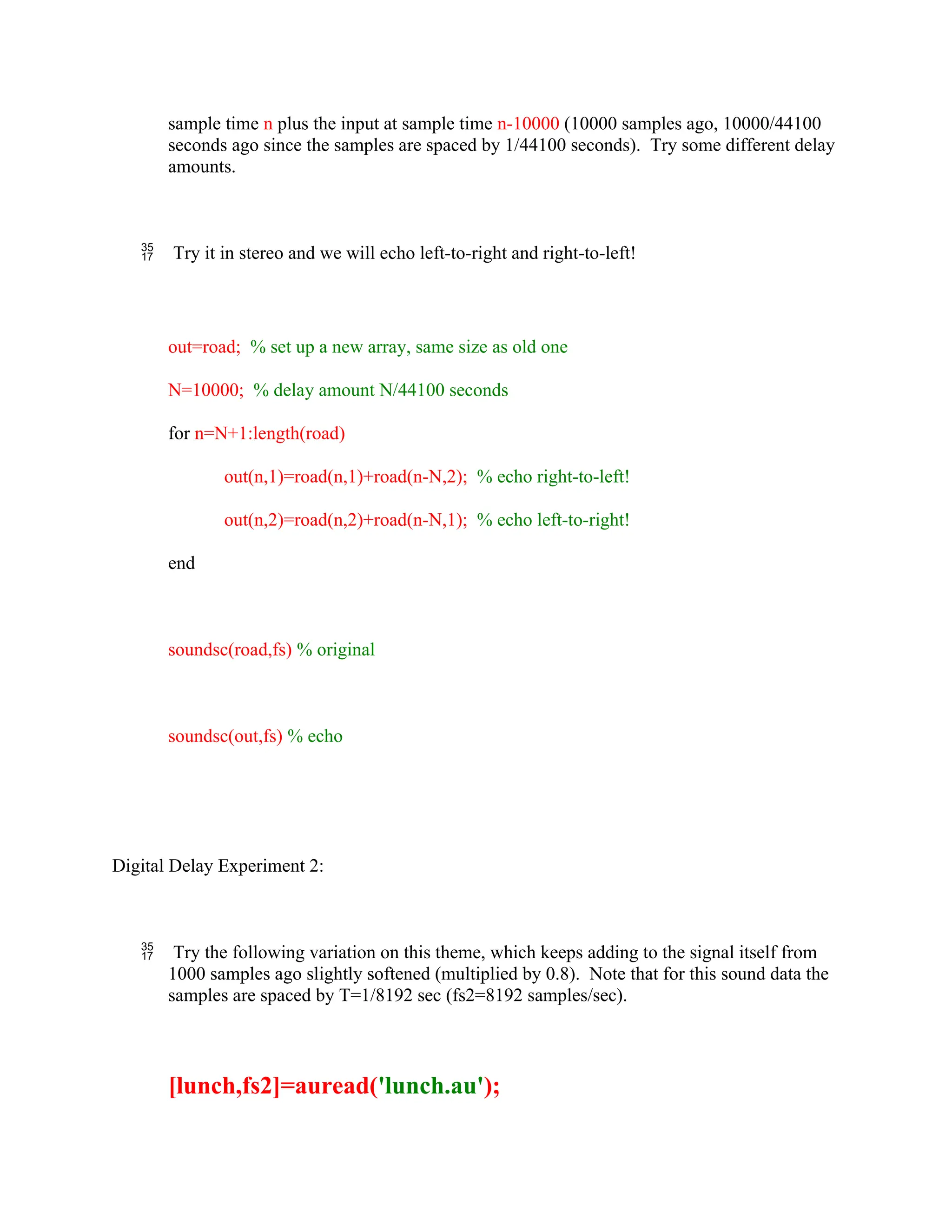Sound Processing in MATLAB program speech | DOCX