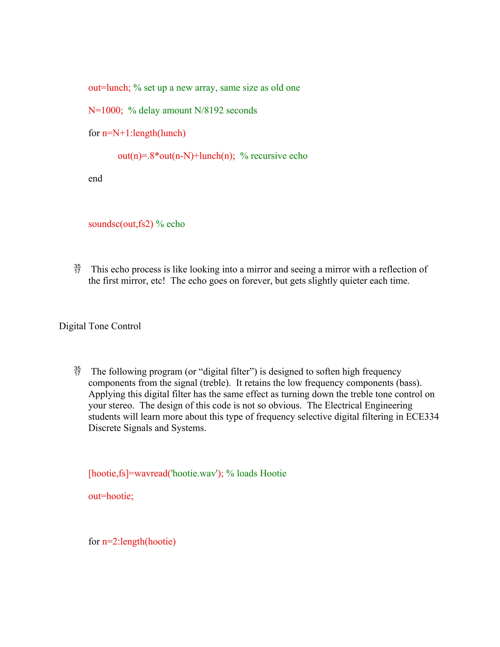 Sound Processing in MATLAB program speech | PDF