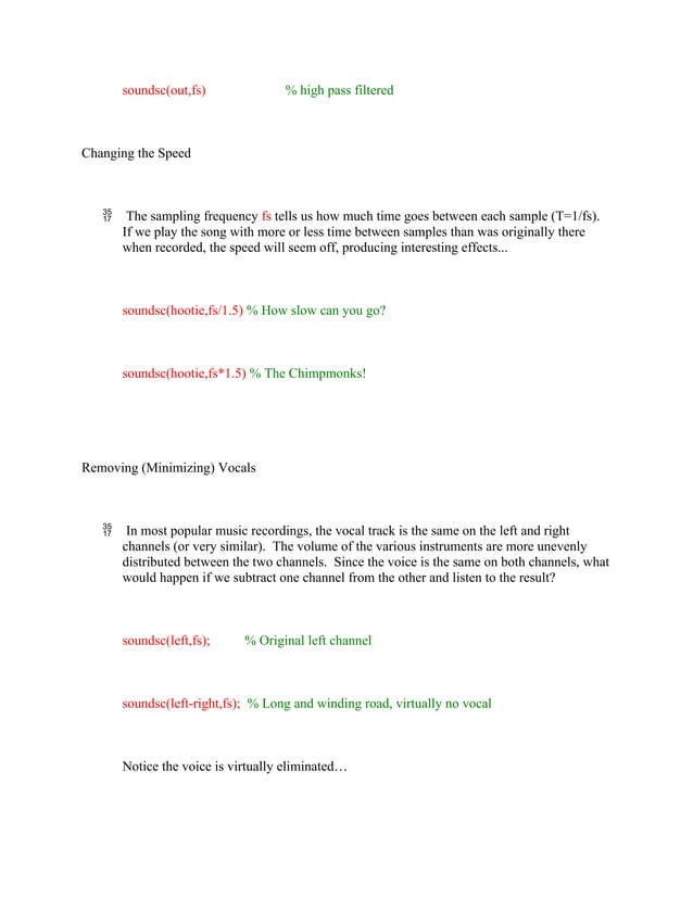 Sound Processing in MATLAB program speech | DOCX