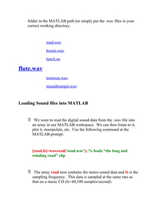 Sound Processing in MATLAB program speech | DOCX