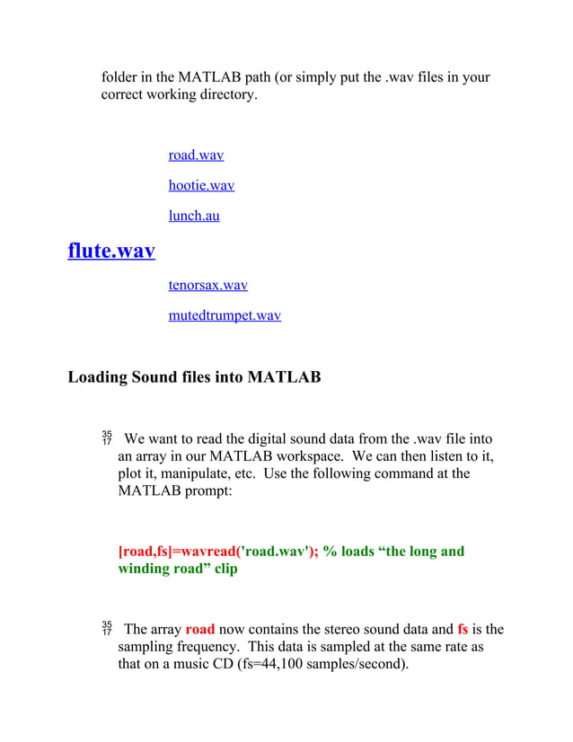 Sound Processing in MATLAB program speech | PDF