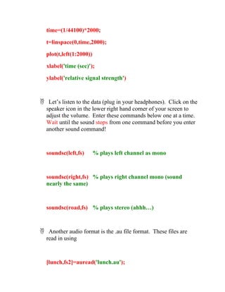 Sound Processing in MATLAB program speech | DOCX
