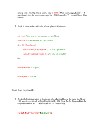 Sound Processing in MATLAB program speech | DOCX