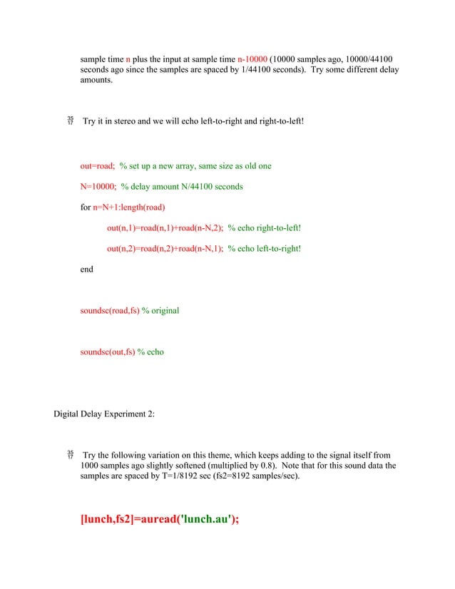 Sound Processing in MATLAB program speech | PDF