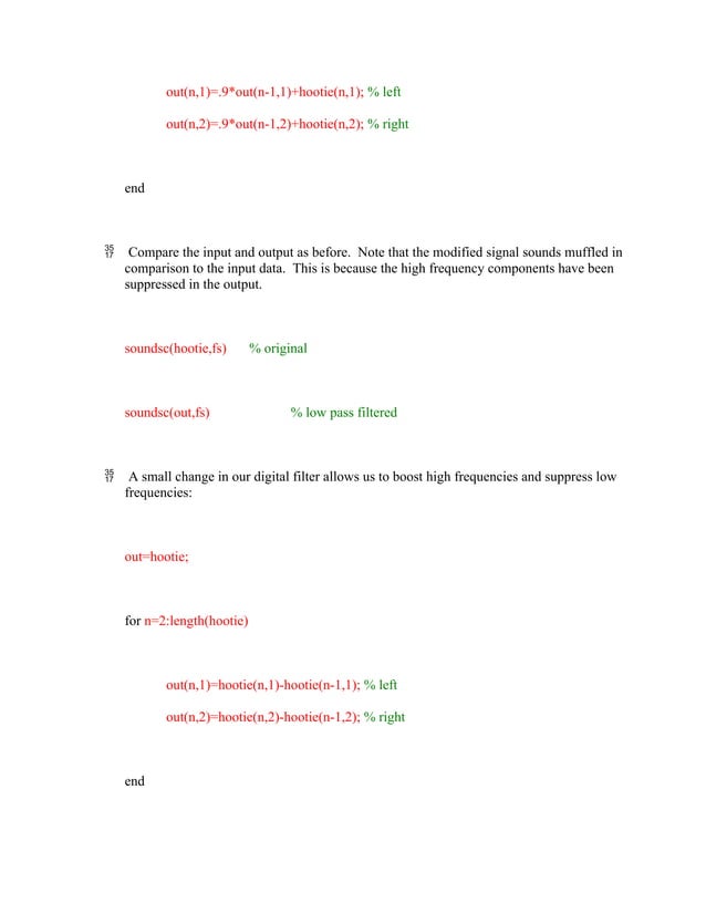 Sound Processing in MATLAB program speech | DOCX