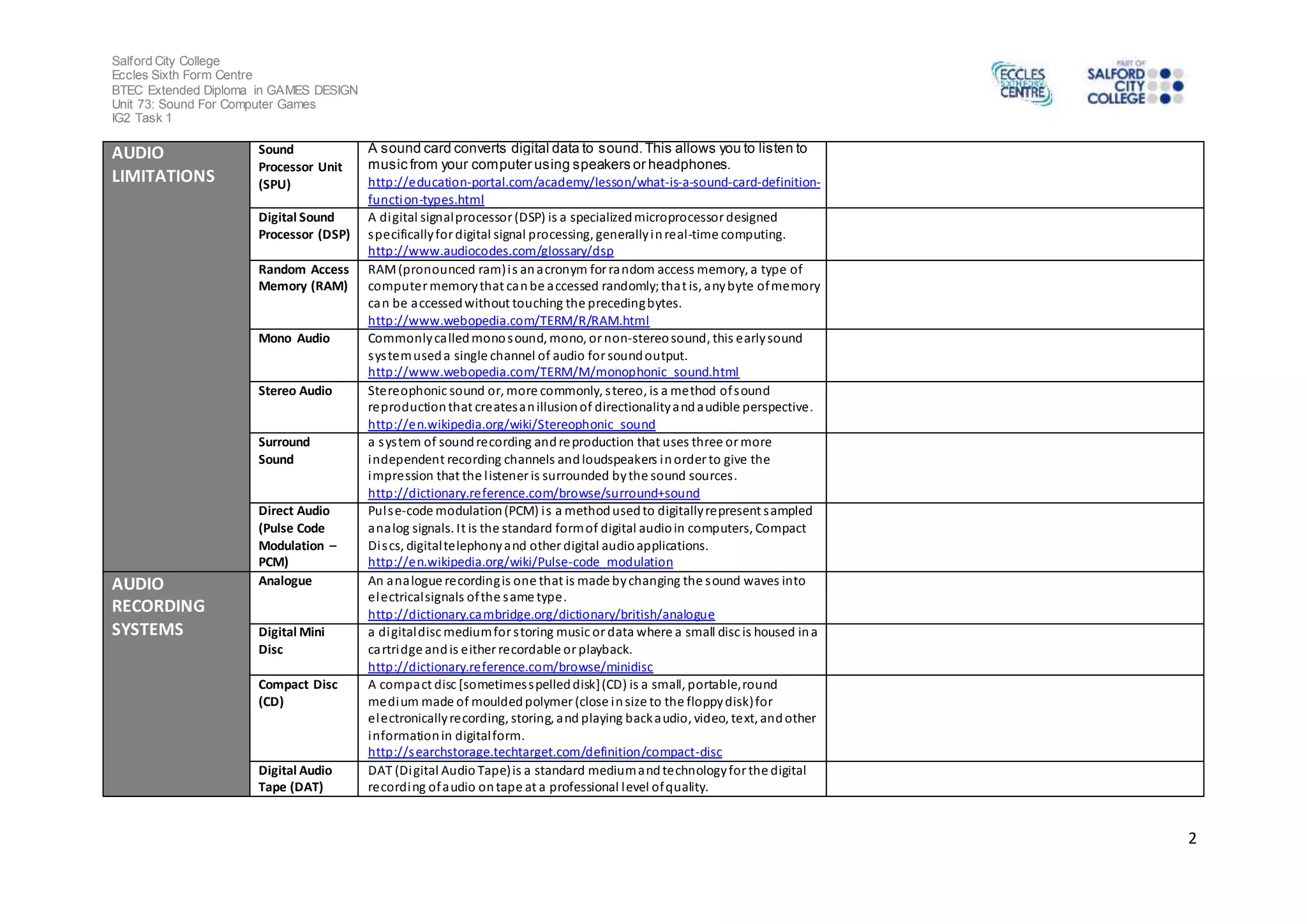 Sound recording glossary | PPT