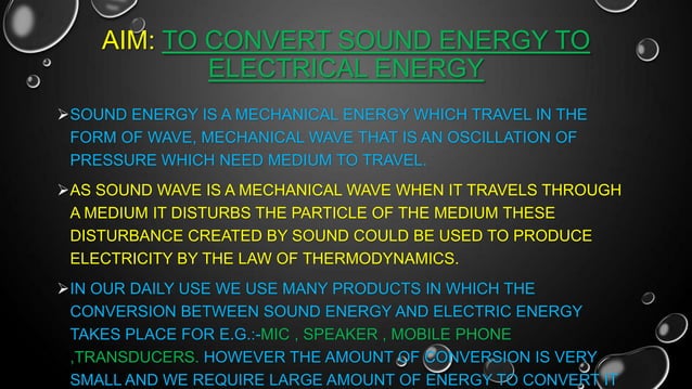 Sound Energy to Electric Energy | PPTX