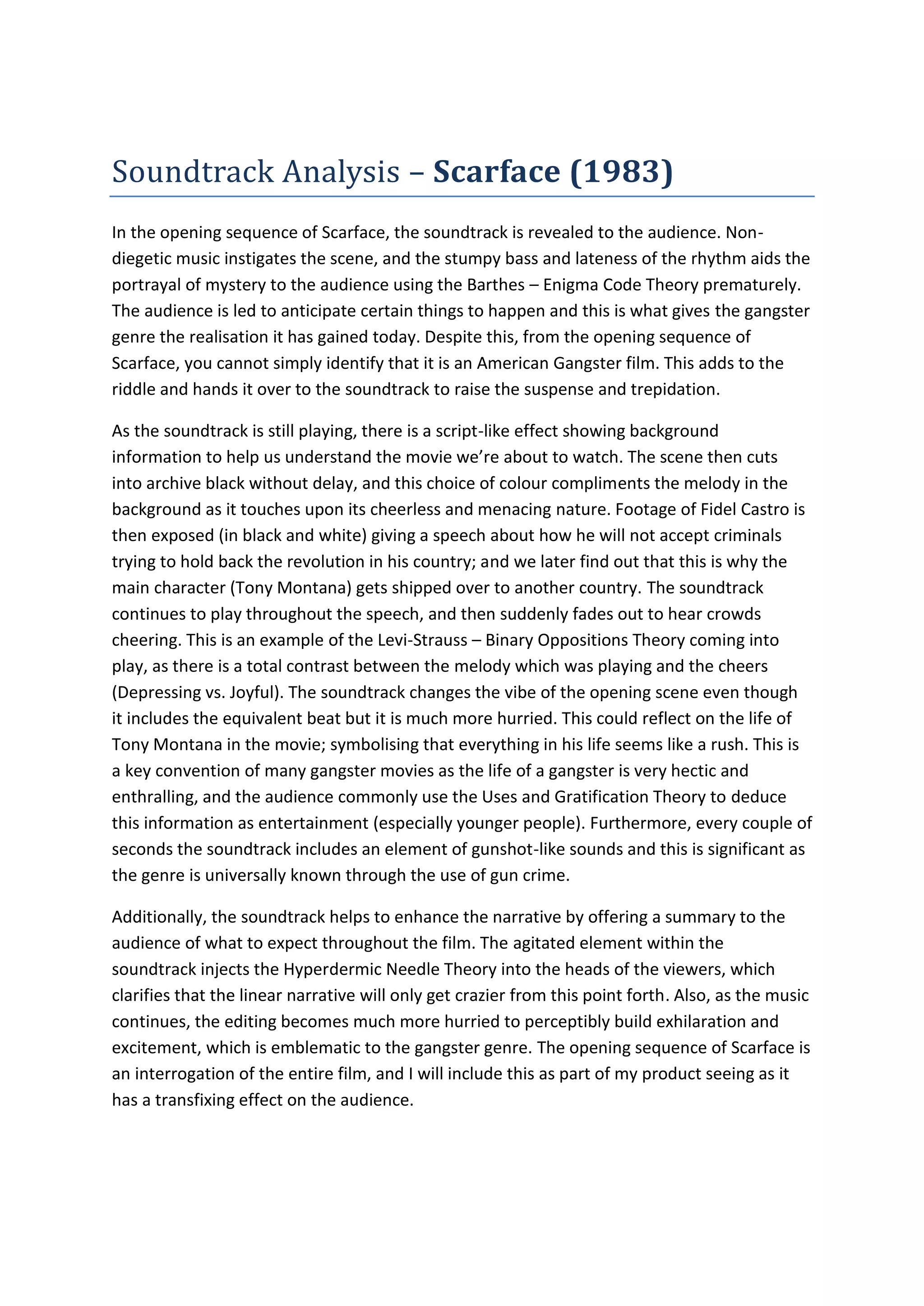 Soundtrack Analysis - Scarface | DOCX