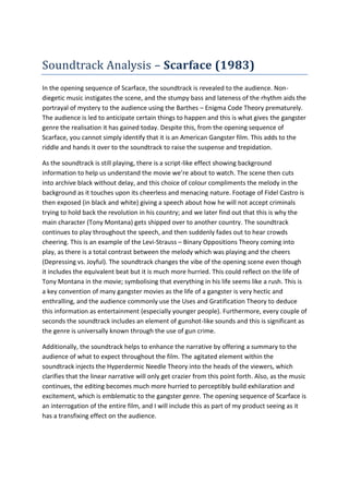 Soundtrack Analysis - Scarface | DOCX