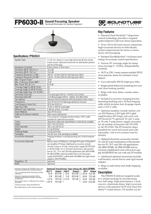 SoundTube - Sound focusing speaker FP6030-II | PDF
