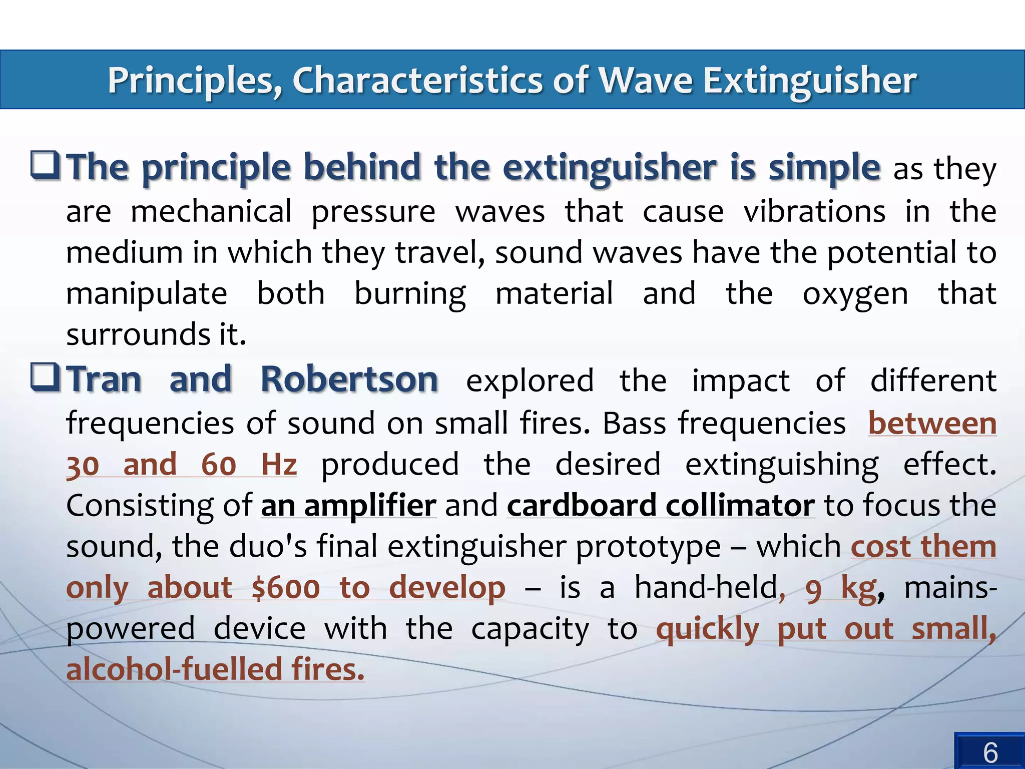 Sound wave fire extinguisher | PPTX