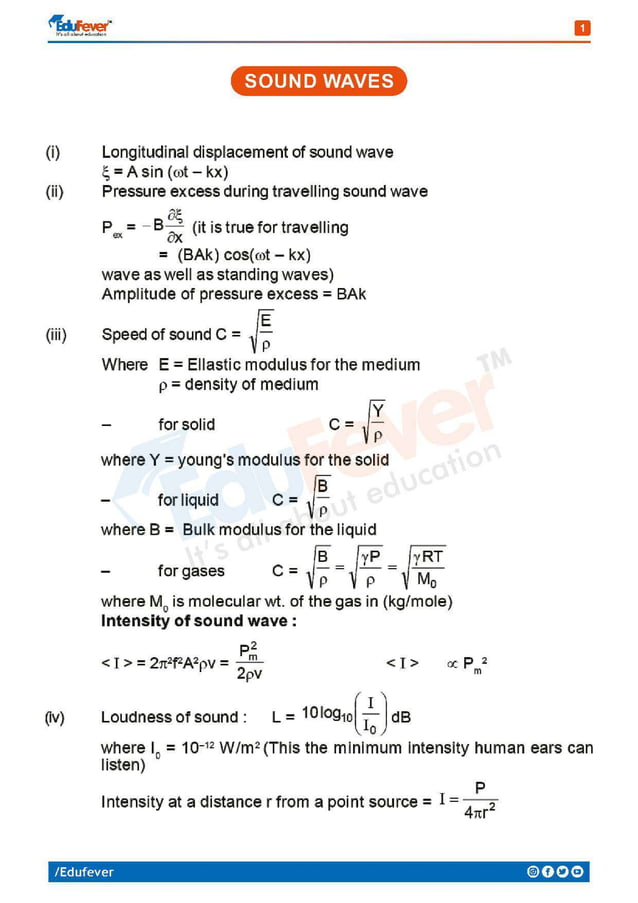 Sound Waves - Physics Revision Notes | PDF